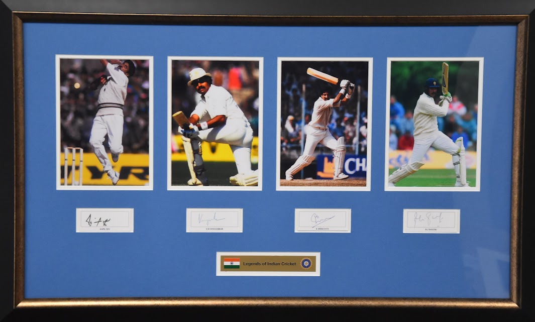 Legends of Indian Cricket Signed Collage incl. Dev, Shastri and More ...