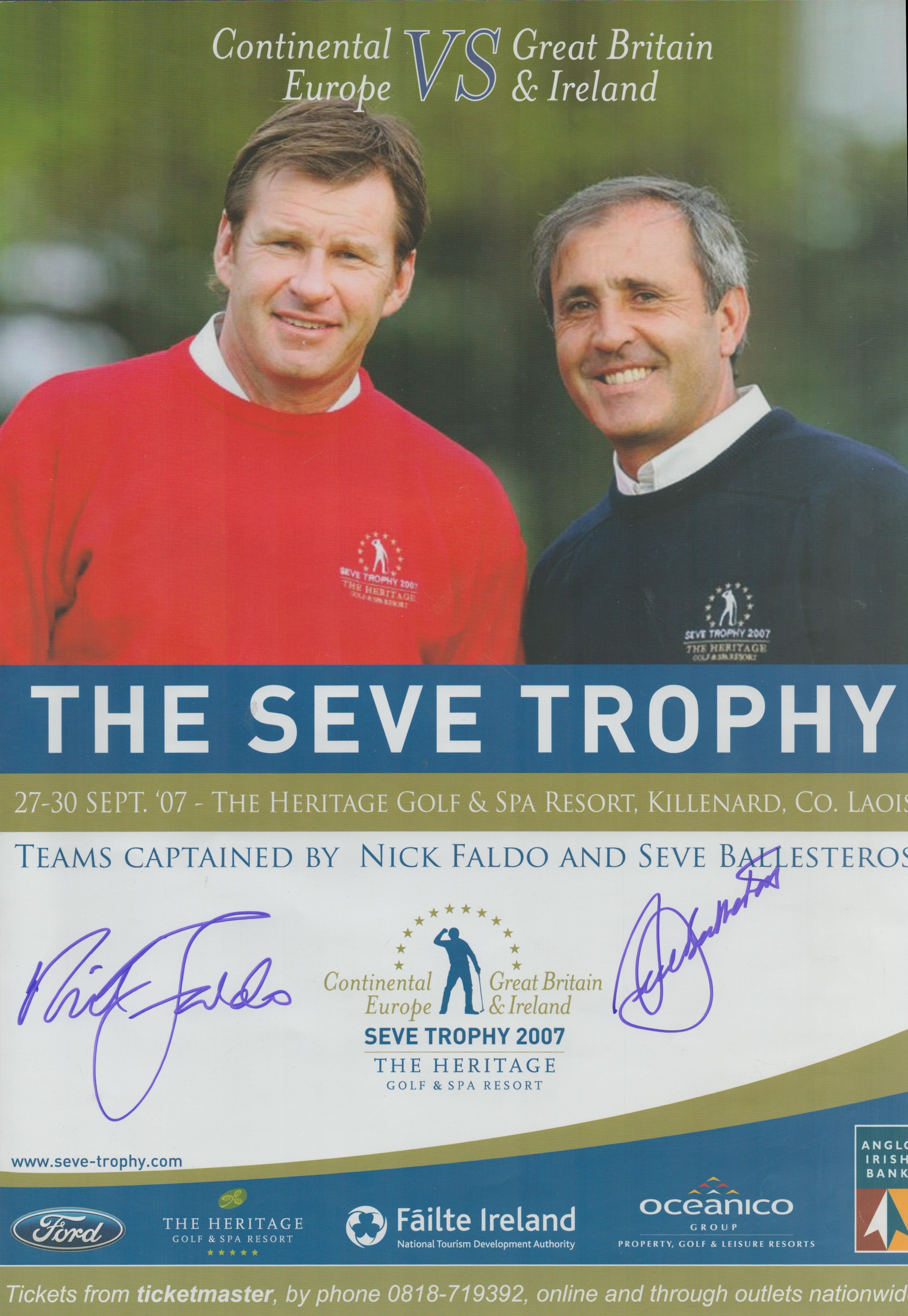 Seve Ballesteros and Sir Nick Faldo Personally Signed Poster – Unique ...